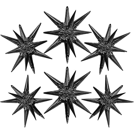 Amazon.com: Black Star Foil Balloons 6 Star Explosion Mylar Balloons ...