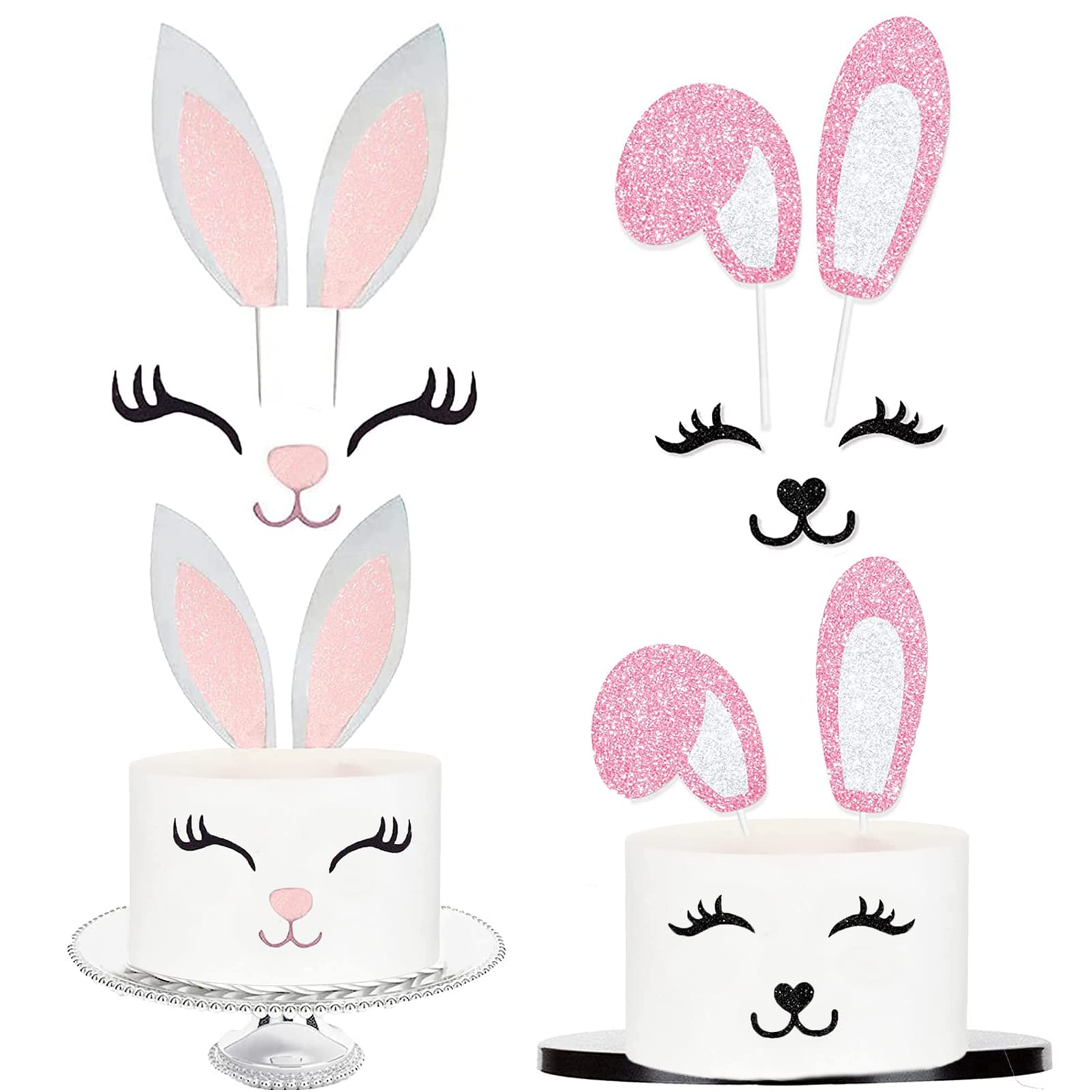 Amazon.com: 2 Pack Easter Bunny Cake Topper Party Cake Decoration ...