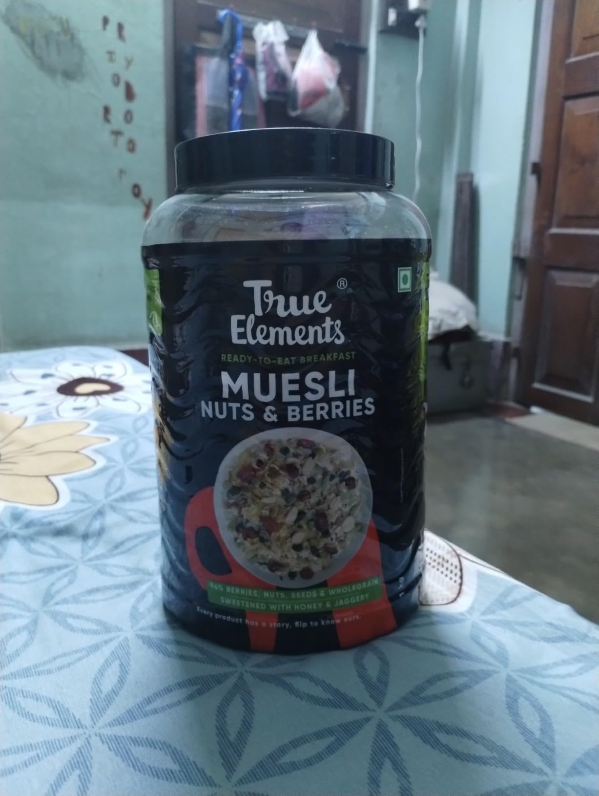 True Elements Protein Muesli 1kg - 24g Clean Protein | With 15% Millets, Almonds, Seeds & Black ...