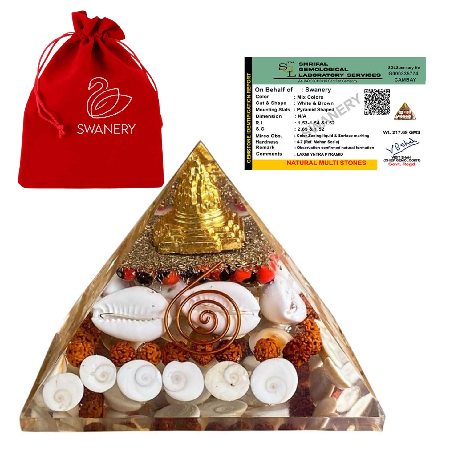 Swanery Laxmi Yantra Pyramid Original Large Lakshmi Pyramid with Shri ...