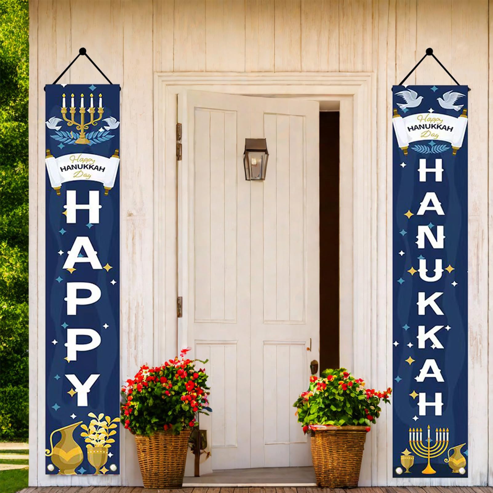 Amazon.com : YINCUO Happy Hanukkah Banner Decorations 12"x71" for Home ...