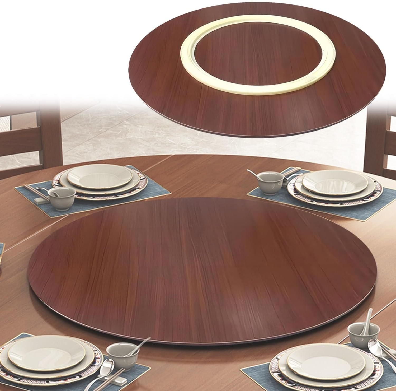 Lazy Susan Wooden Rotating Plate for Dining Table, 20" 24" 28" 32" 36 ...
