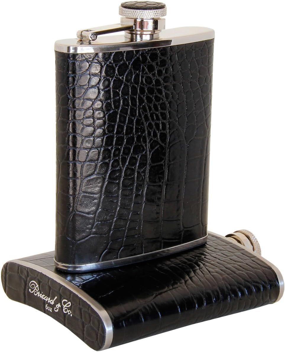 Amazon.com | Brizard & Co. 6oz Black Crocodile Flasks: Alcohol And ...