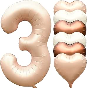 Amazon.com: Jonhamwelbor 40 inch Light Brown Number 3 Balloon Caramel ...