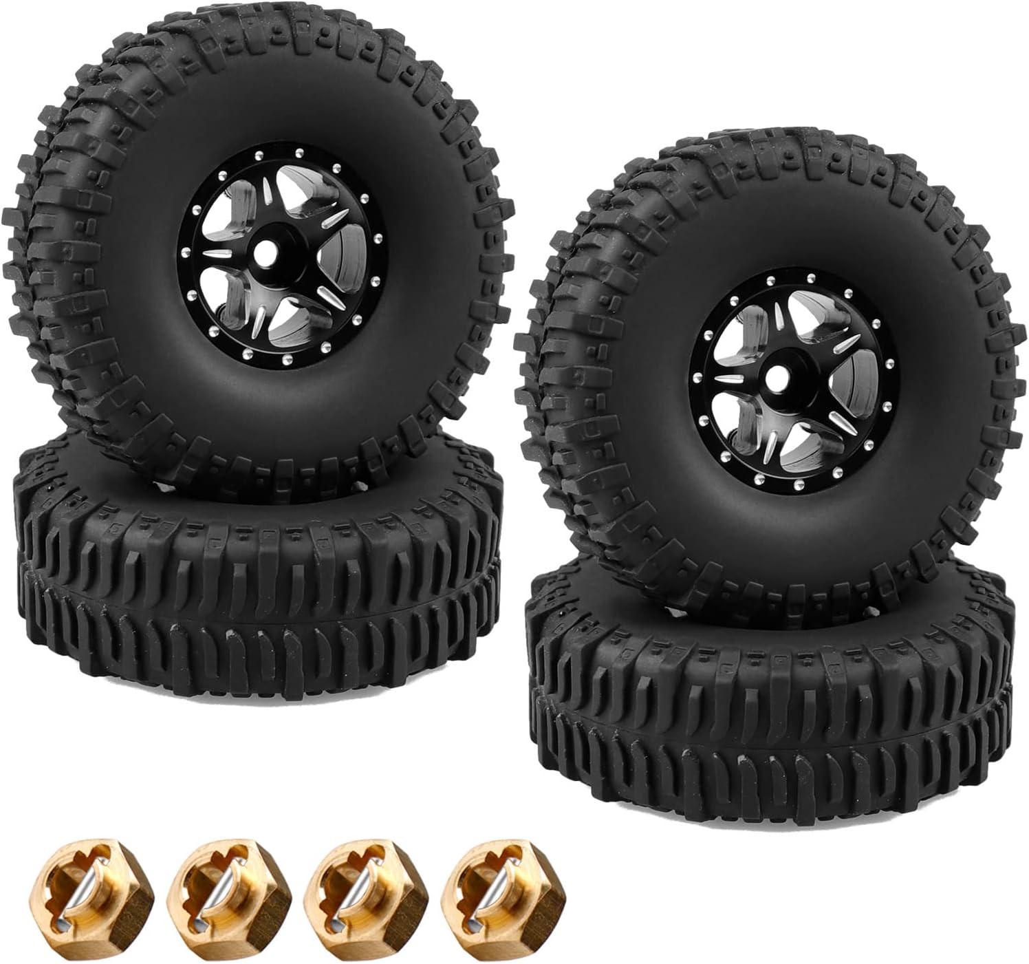 Amazon.com: HOBBYSOUL 1/24 Tires & Heavy 1.0 beadlock Wheels Blue ...