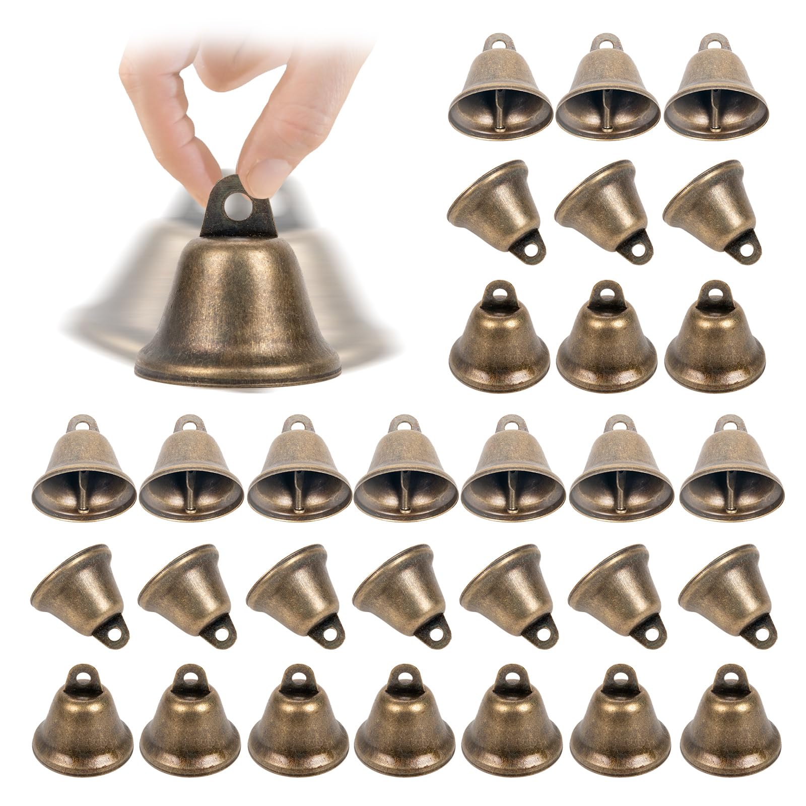 30PCS vintage bronze bells,bells for crafts, small jingle bell : Amazon ...