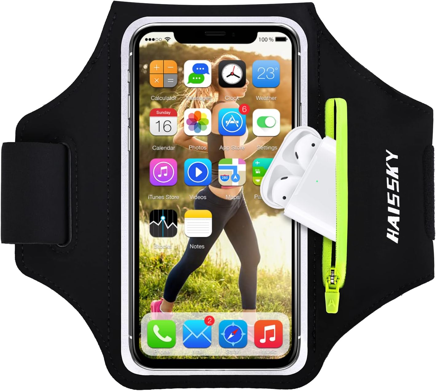 Running Armband with Airpods Zipper Pocket Cell Phone Armband Holder ...