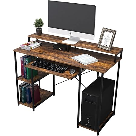 Amazon.com: NOBLEWELL Computer Desk with Storage Shelves, 47 inch Home ...