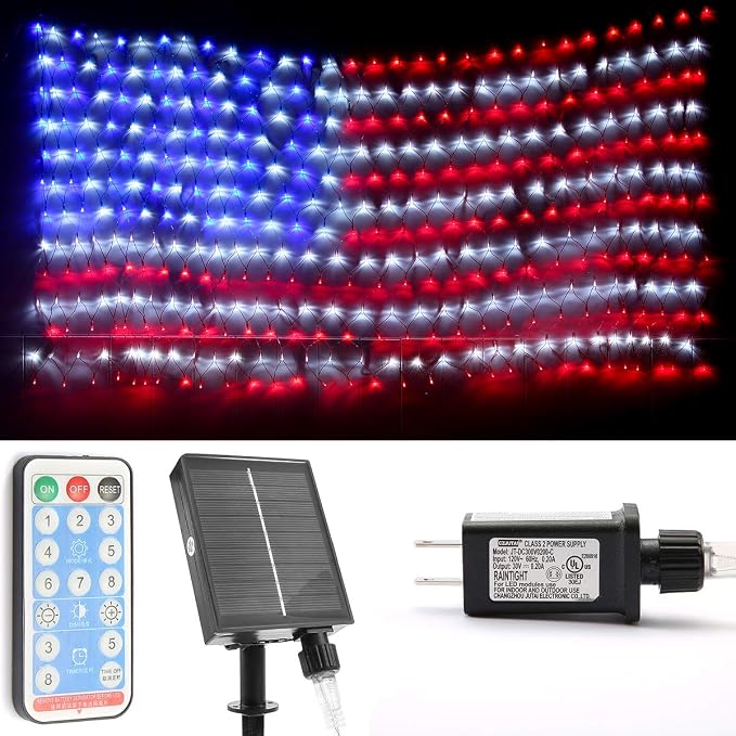 ubrand American Flag LED Net Lights - Waterproof Twinkle String Lights ...