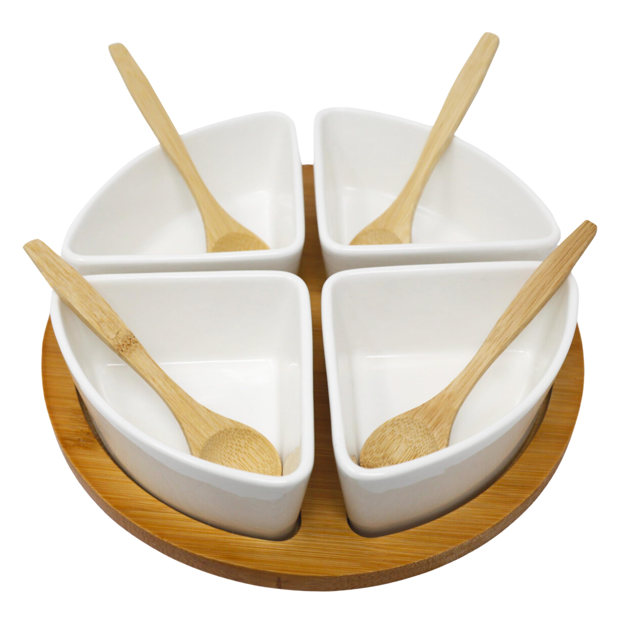 Amazon.com | JS Gourmet 4 Ceramic Divided Serving Dishes and Bamboo ...