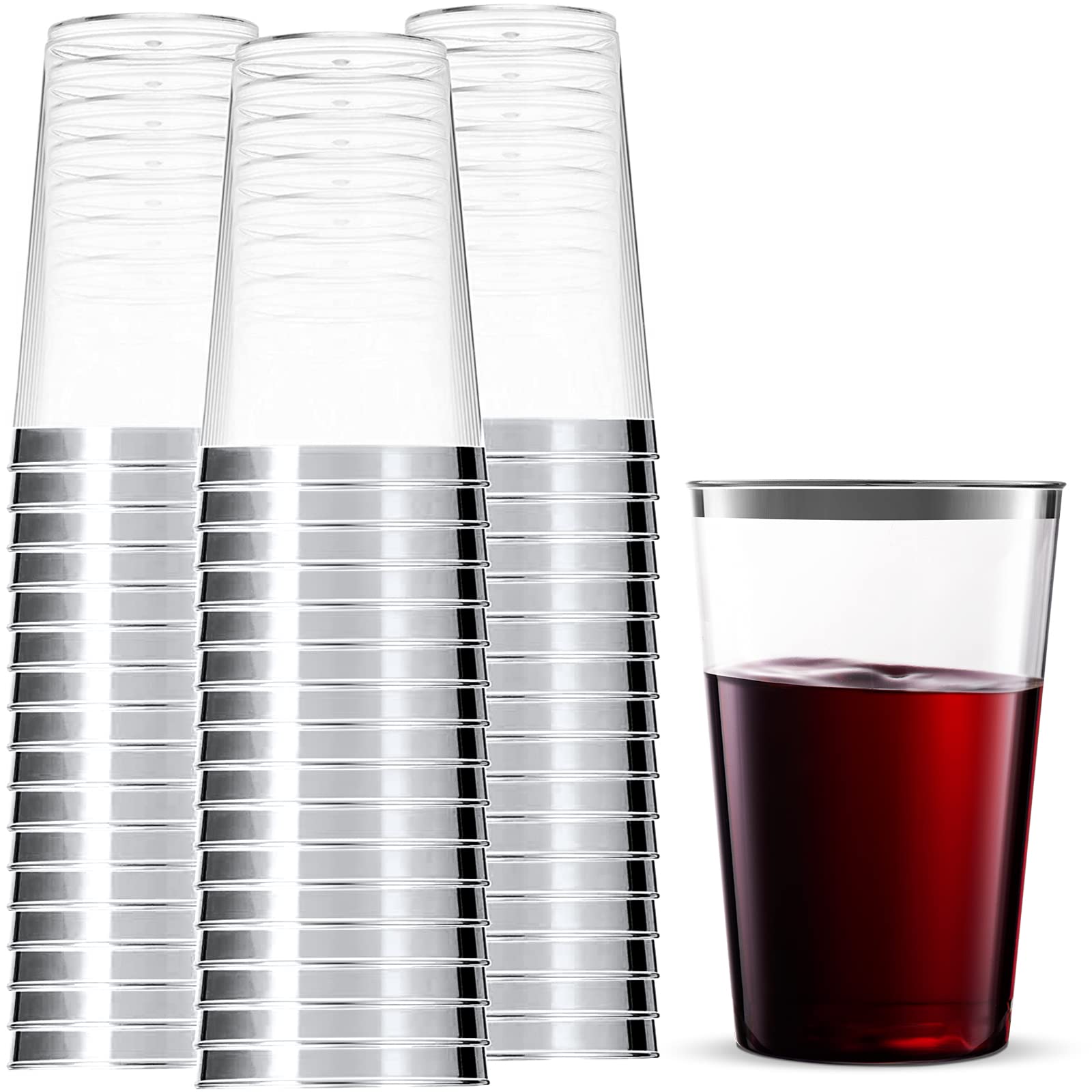 Snapklik.com : Eupako 12 Oz Silver Plastic Party Cups Disposable Wine ...