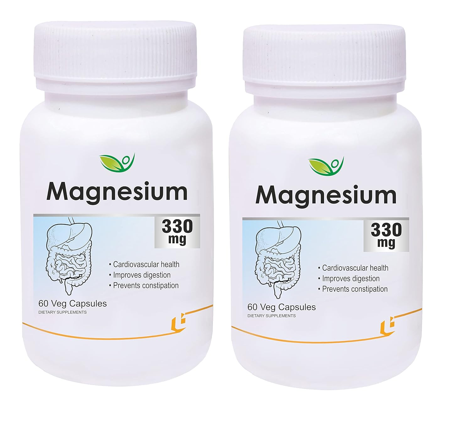 Biotrex Magnesium - 330mg (60 Capsules), Improves digestion - Pack of 2 ...