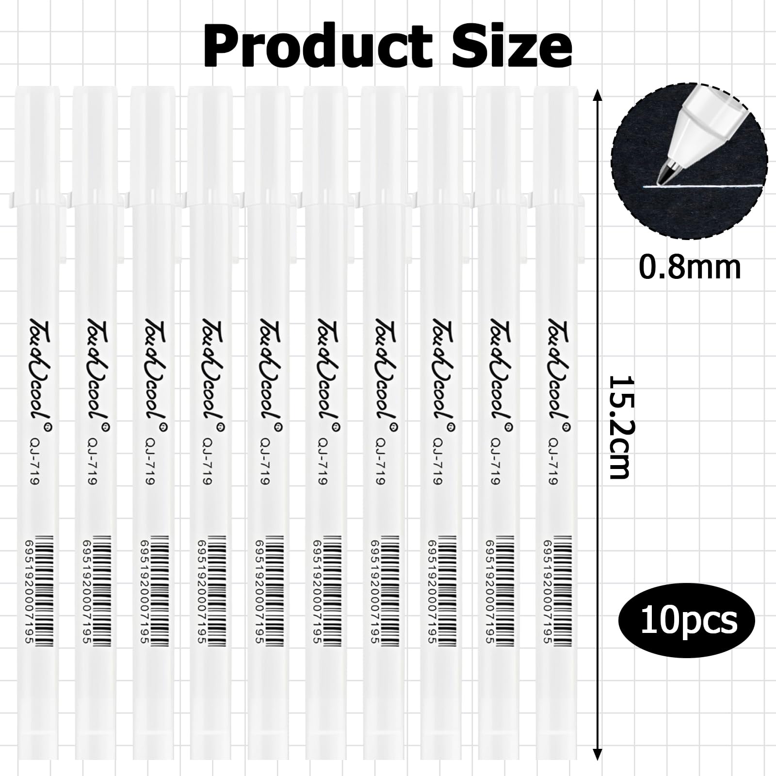 MADGININE White Pens 10 PCS White Pens for Art White Gel Pen Gelly Roll ...