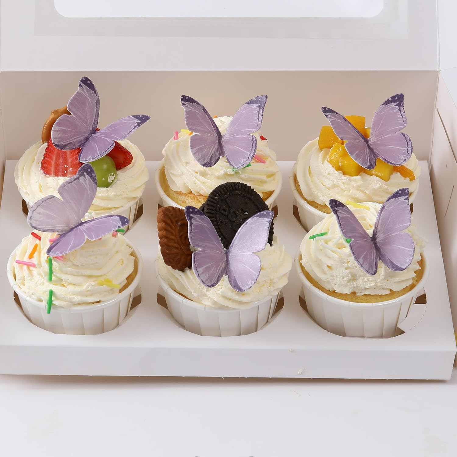 Amazon.com: THJ Butterfly Cupcake Toppers 48Pcs Purple Edible ...