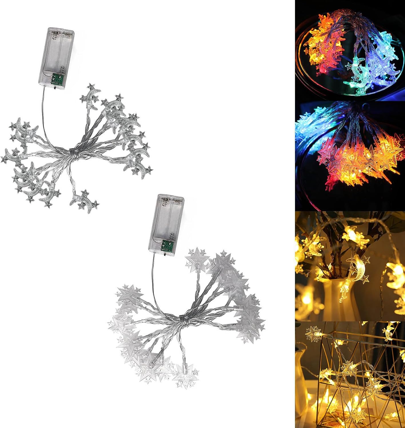 LED Silver Wire Fairy String Lights 9.84Ft 30LED Battery Powered Star ...