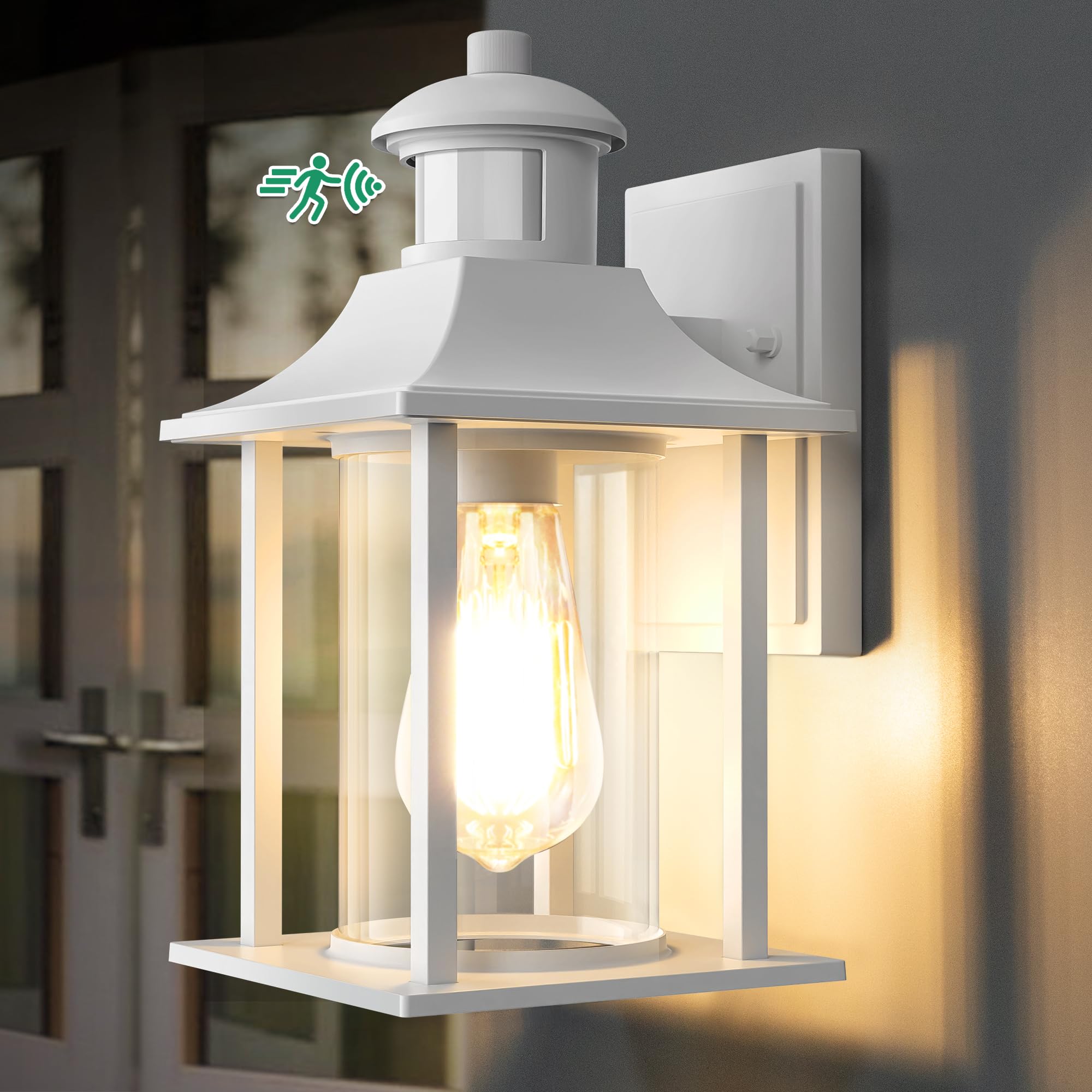 Lamomo Outdoor Wall Light,White Motion Sensor Light Outdoor with Bulb ...