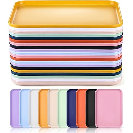 Amazon.com: 18 Pcs Plastic Fast Food Trays Bulk Colorful Restaurant ...