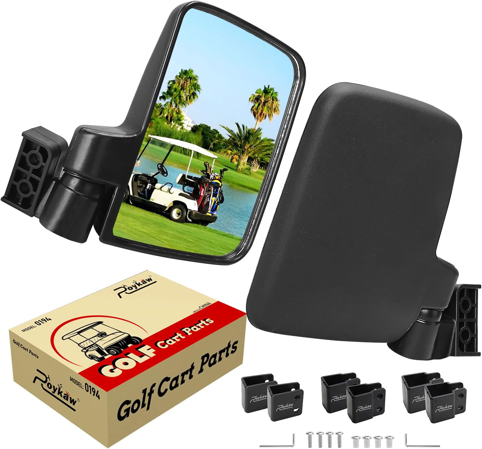 Amazon.com: Roykaw No Drilling Golf Cart Side Mirrors Folding Mirrors ...