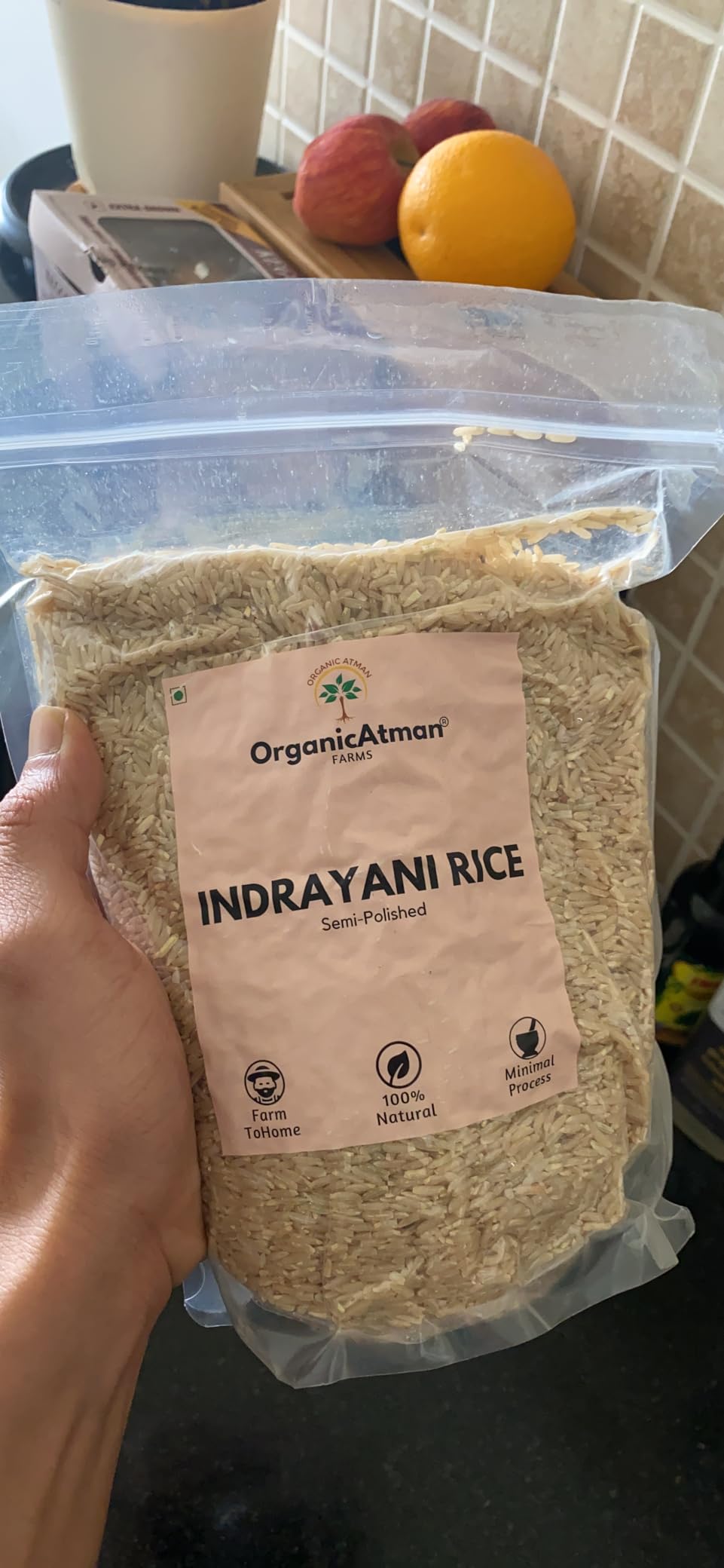 Organic Atman Farms Indrayani Rice | Semi-Polished Rice | Unique Sticky ...