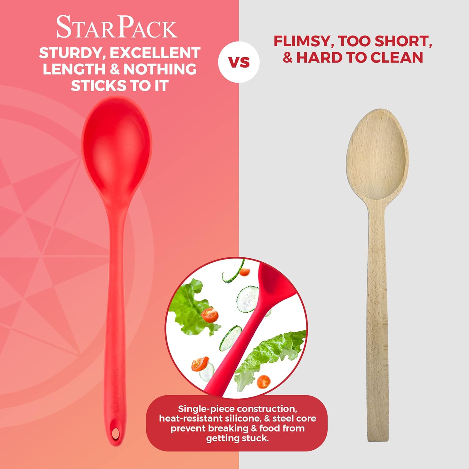 StarPack Premium Silicone Mixing Spoon – High Heat Resistant to 600°F ...