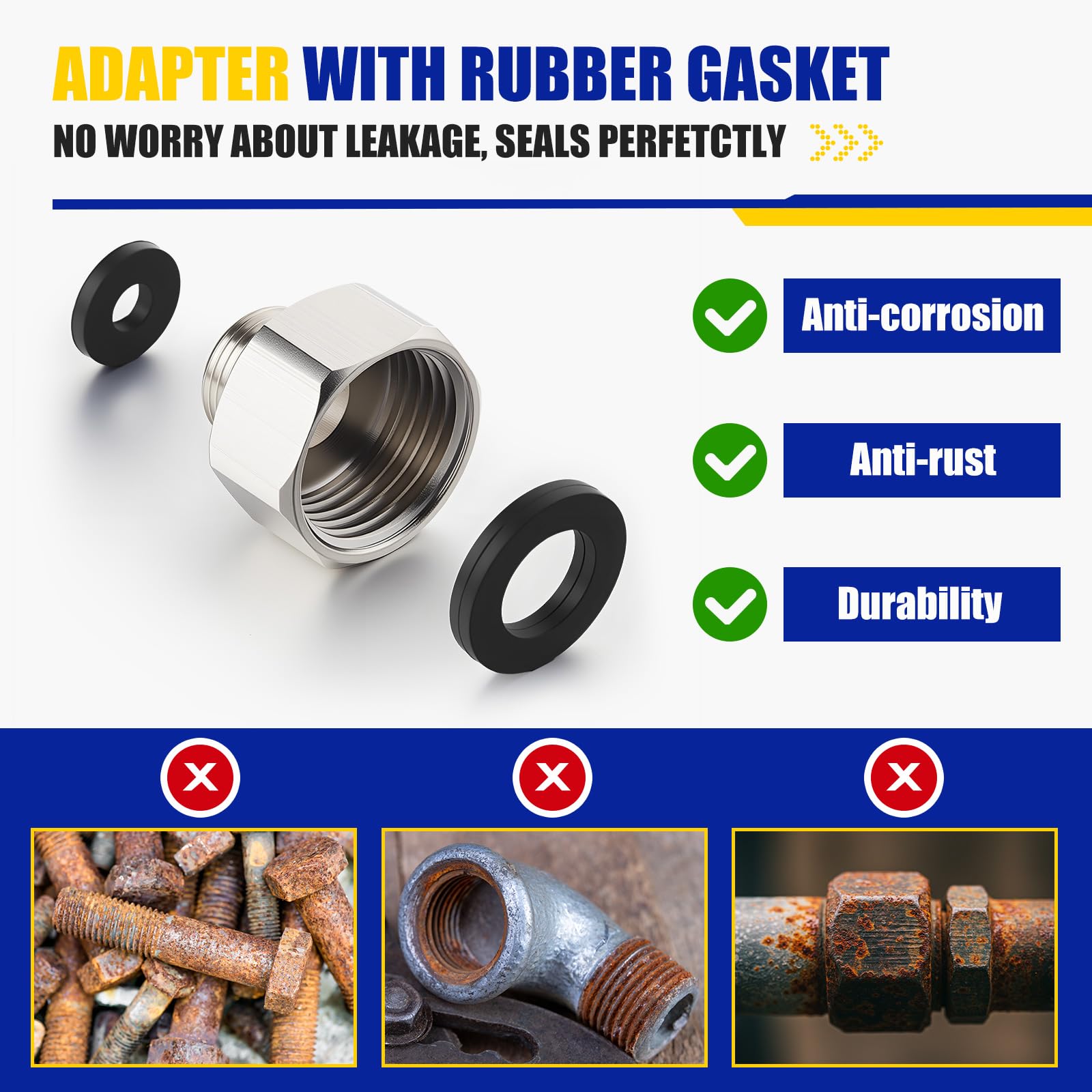 Snapklik.com : Shimeyao 8 Pcs Brass Water Line Adapter Pipe Fittings In ...