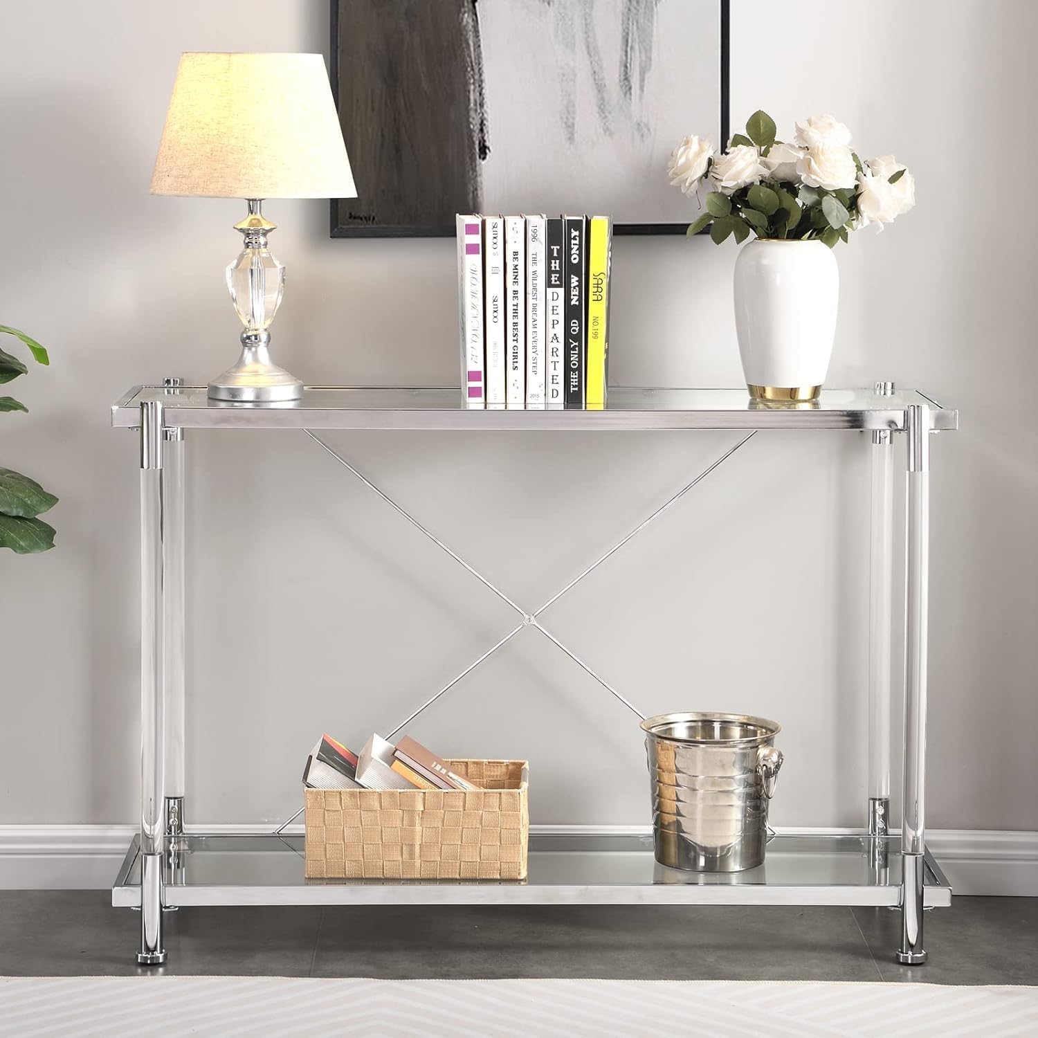 Narrow Console Table Acrylic 47.2" Crystal Clear Acrylic Rectangular