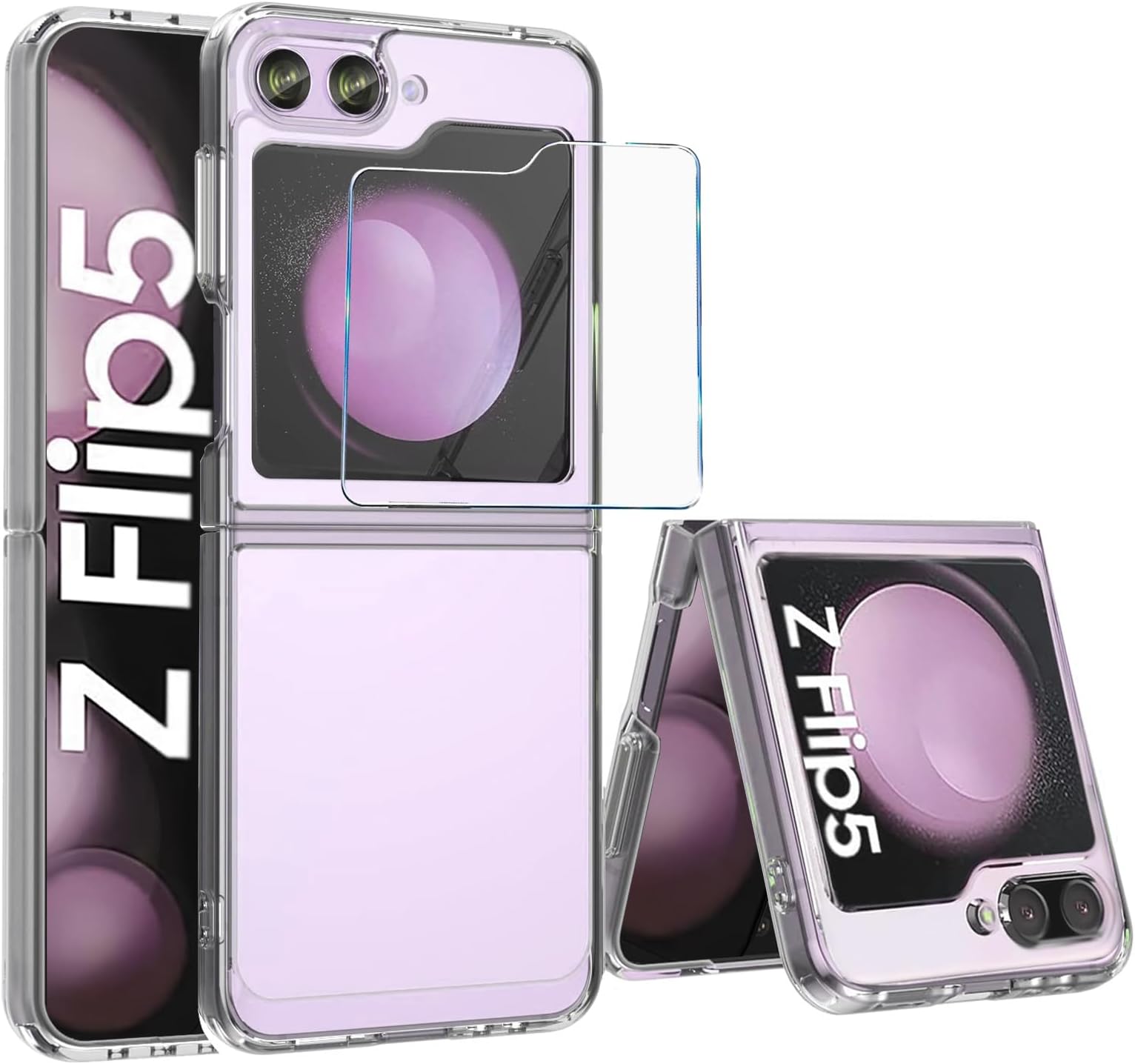 MIMGOAL Case for Samsung Galaxy Z Flip 5 Cover [Slim Fit] Hard Transparent PC Cover,[Anti Yellow ...