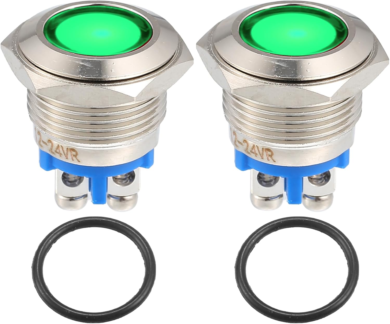 Amazon | Hihaha 車両トラックボート用のインテリアインジケーターライト/内部LEDシグナルランプ/耐久性 16mm/2個セット 緑 | LEDバルブ | 車＆バイク