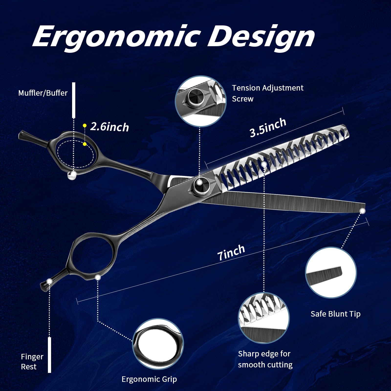 DRGSKL 7" Chunkers Dog Grooming Scissors Black, Japanese Stainless ...