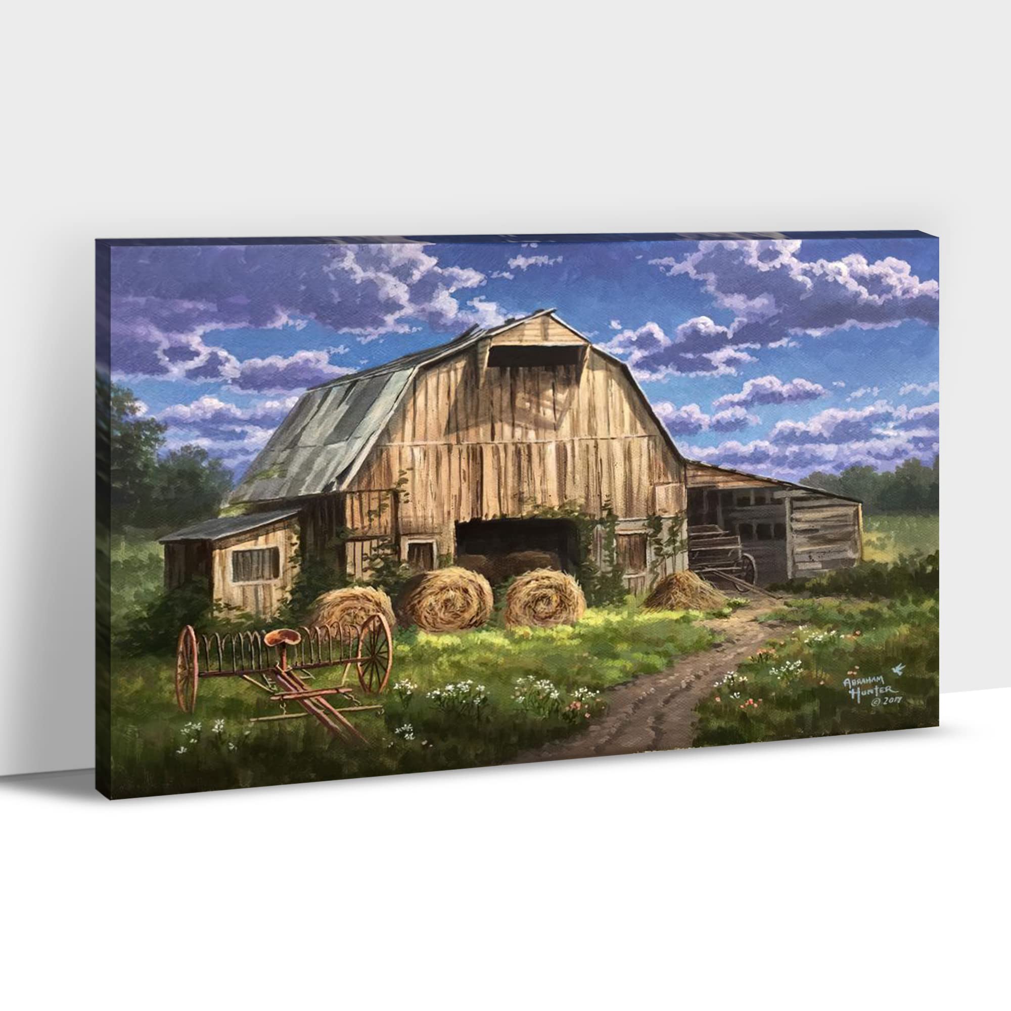 Amazon.com: Farmhouse Barn Canvas Wall Art - Old Barn Windmill Canvas ...