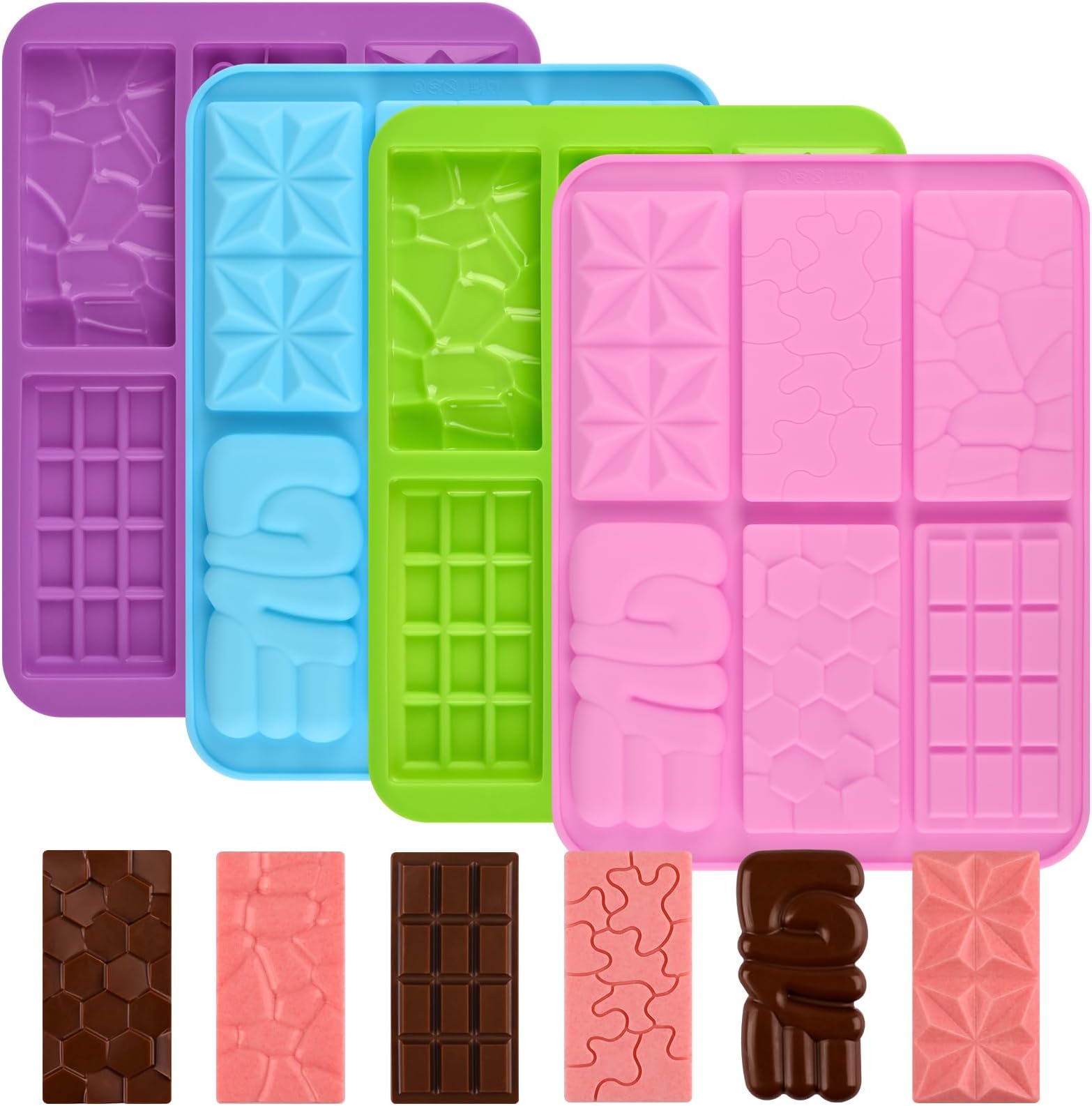 Amazon.com: C-CO 6 in 1 Silicone Break Apart Chocolate Bar Mold ...