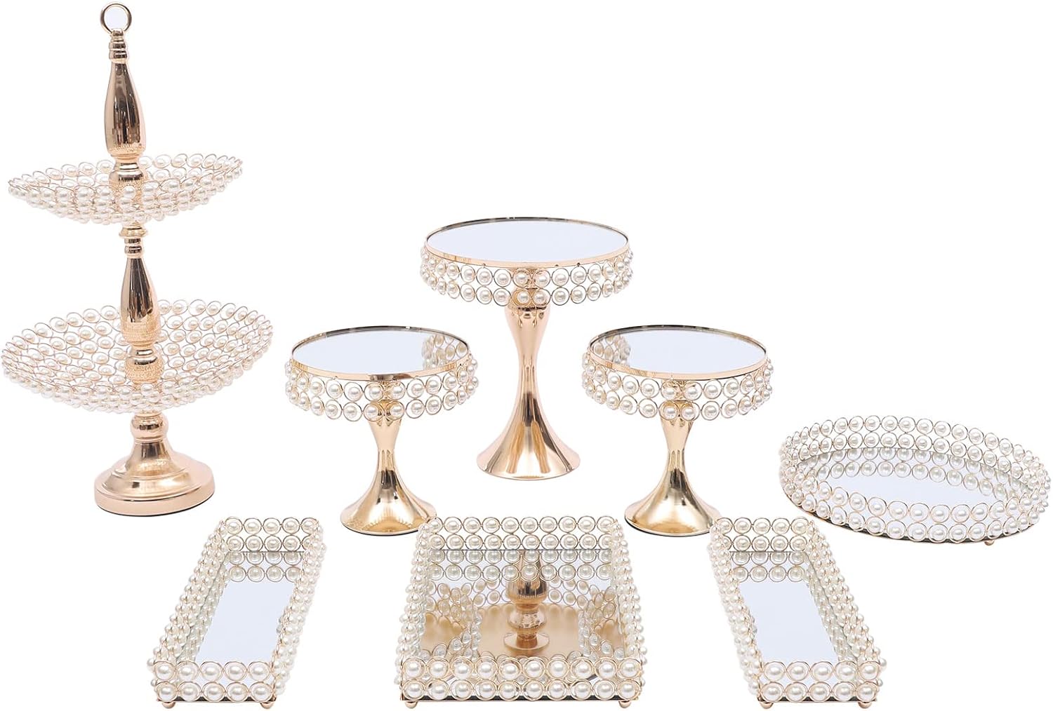 Amazon.com: Cake Stand, Dessert Table Display Set, 8 Pieces Gold Metal ...