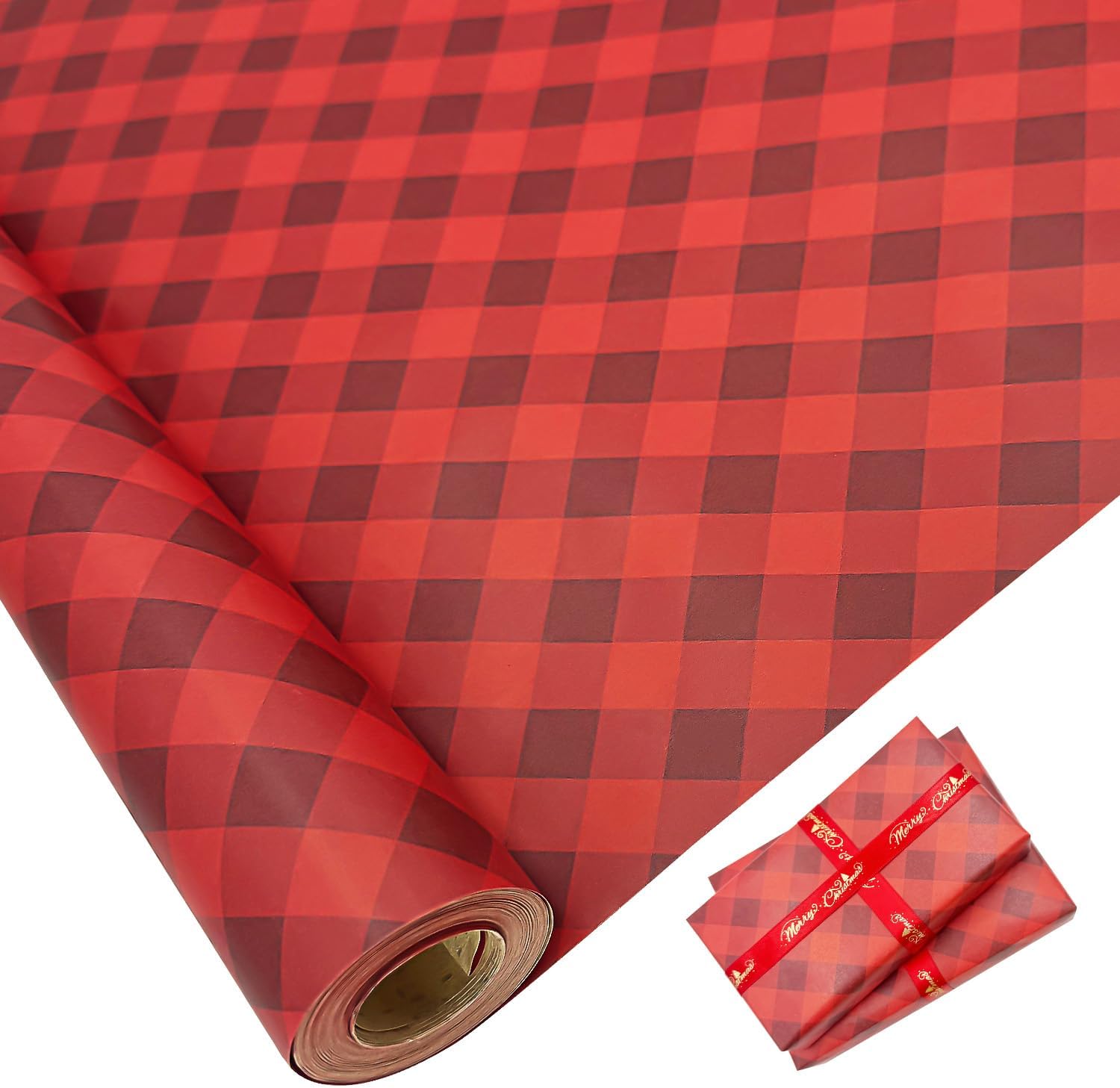 Large Gift Wrapping Paper Roll: 76cm * 15m Recyclable Red Christmas ...