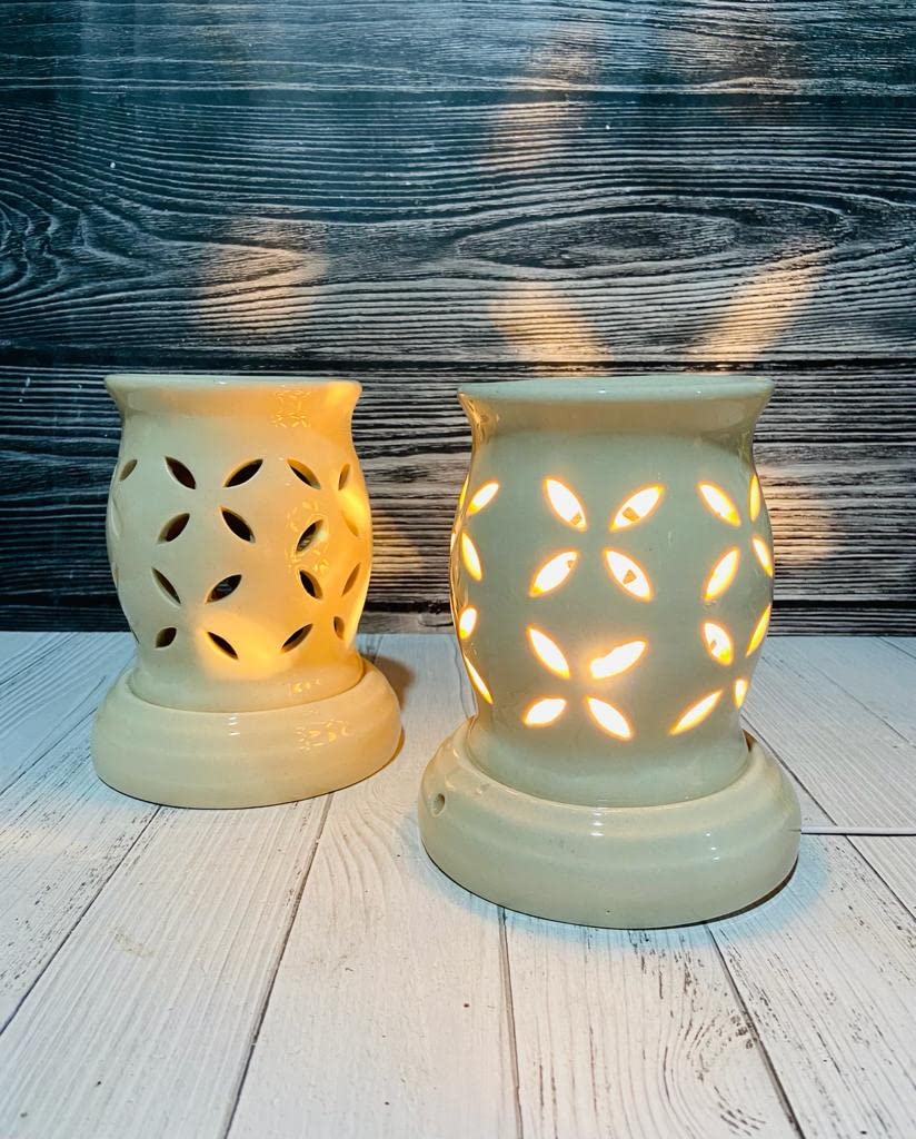 Kahana Electric Diffuser Air Freshener Jali Wala Pot, White Oil Burner ...