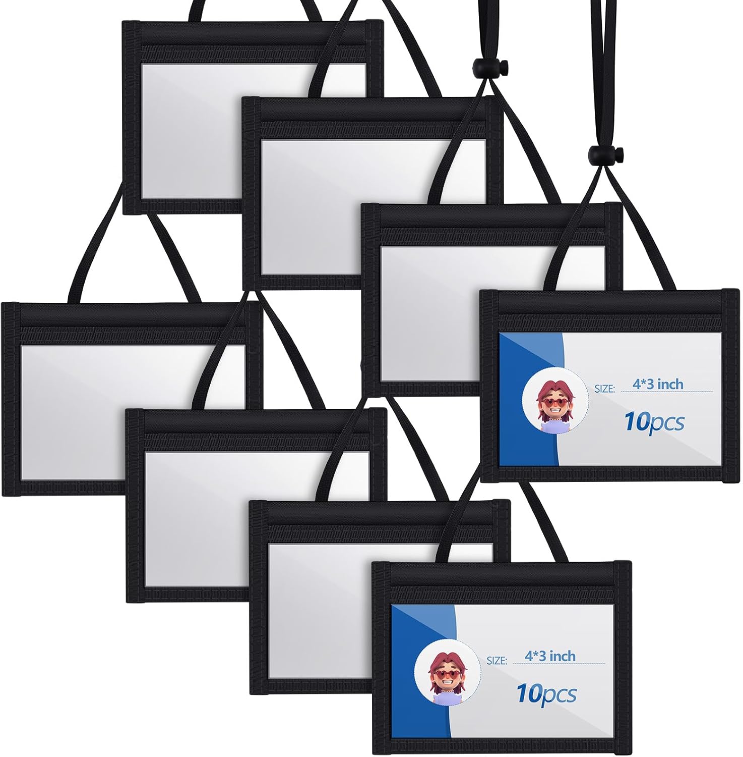 Amazon.com : Tenceur 4 x 3'' Neck Badge Holder with Adjustable Lanyard ...