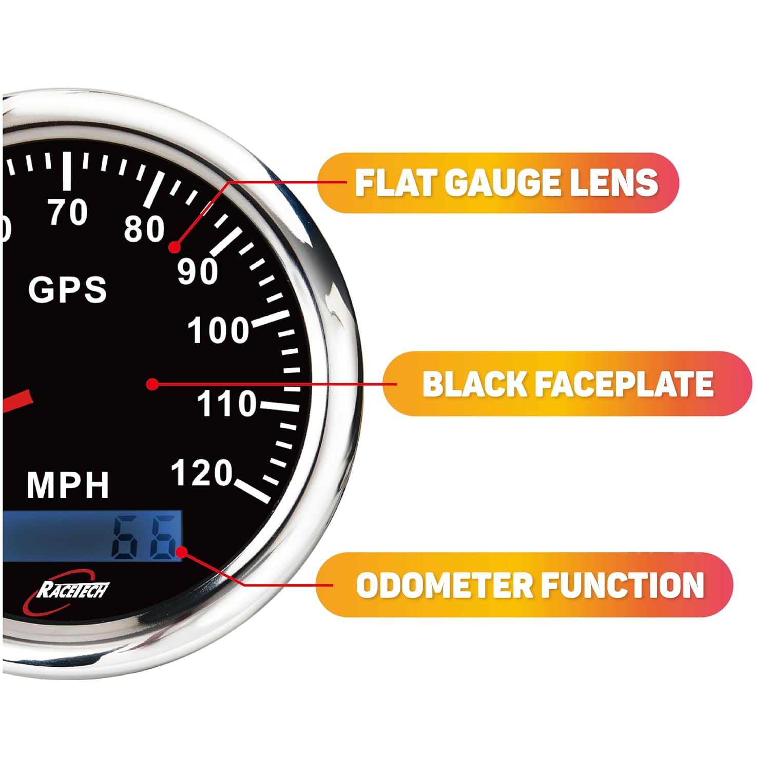 Racetech 3.346 in 3-38 «velocímetro GPS cuentakilómetro digital con ...