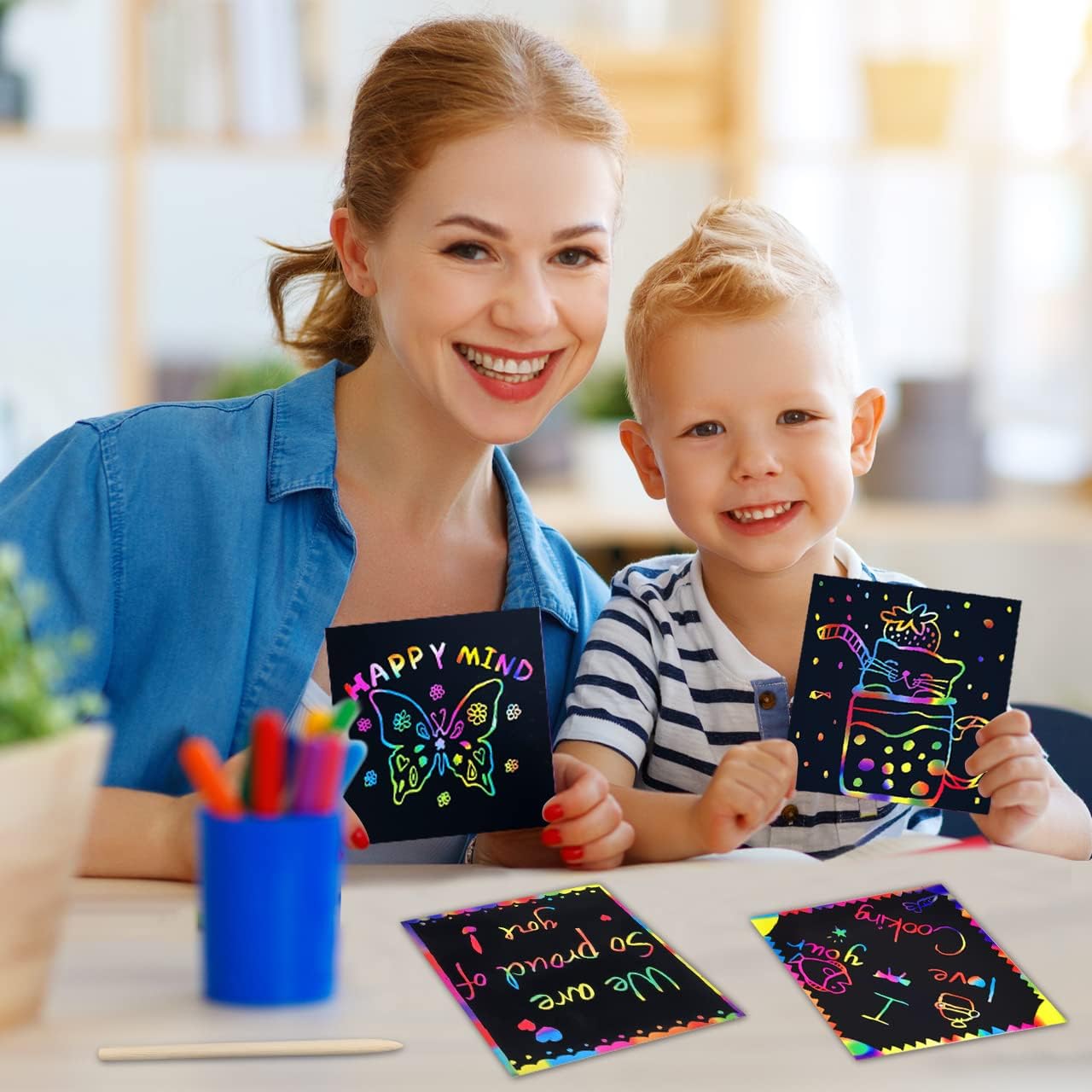 Buy pigipigi Scratch Notes Art for Kids - 125 Mini Rainbow Scratch ...