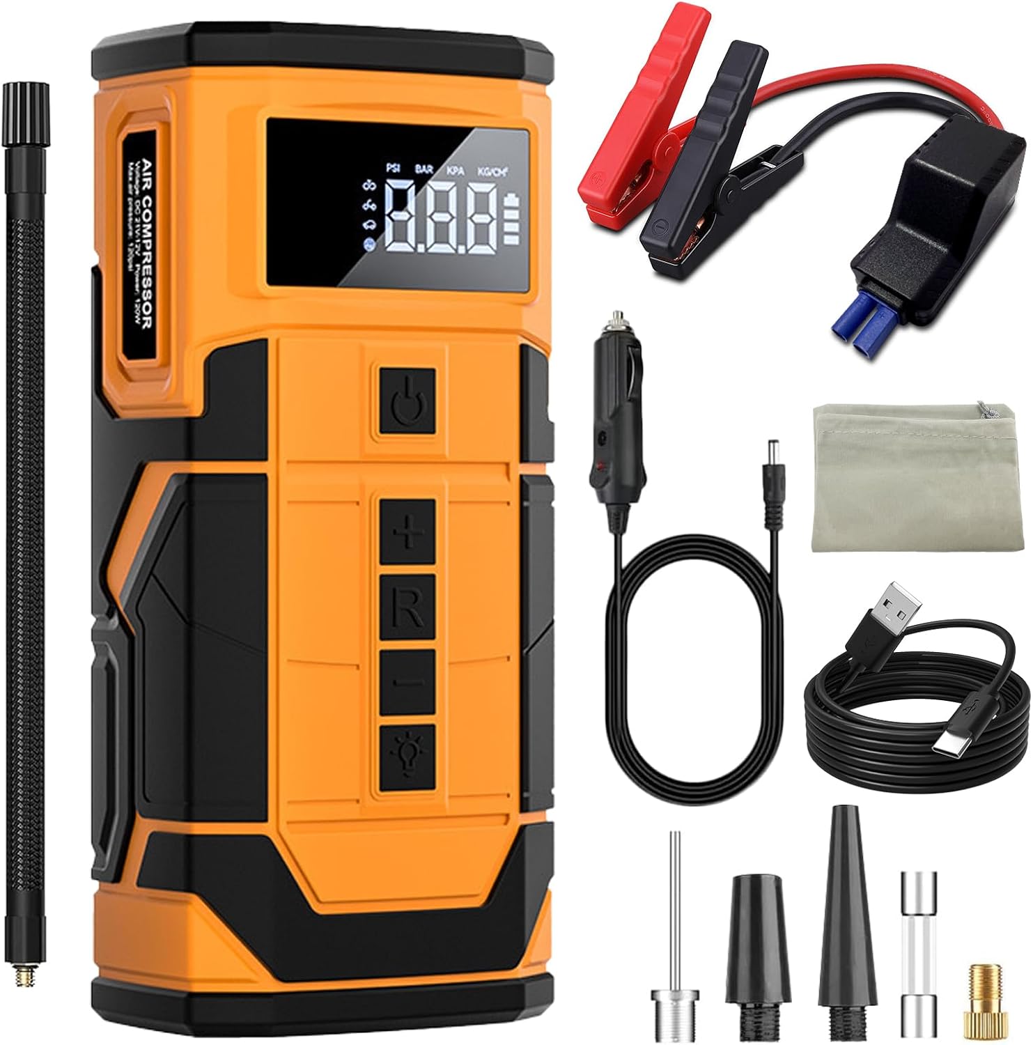 SAKAKI Car Jump Starter with Air Compressor, Emergency Start Power with ...