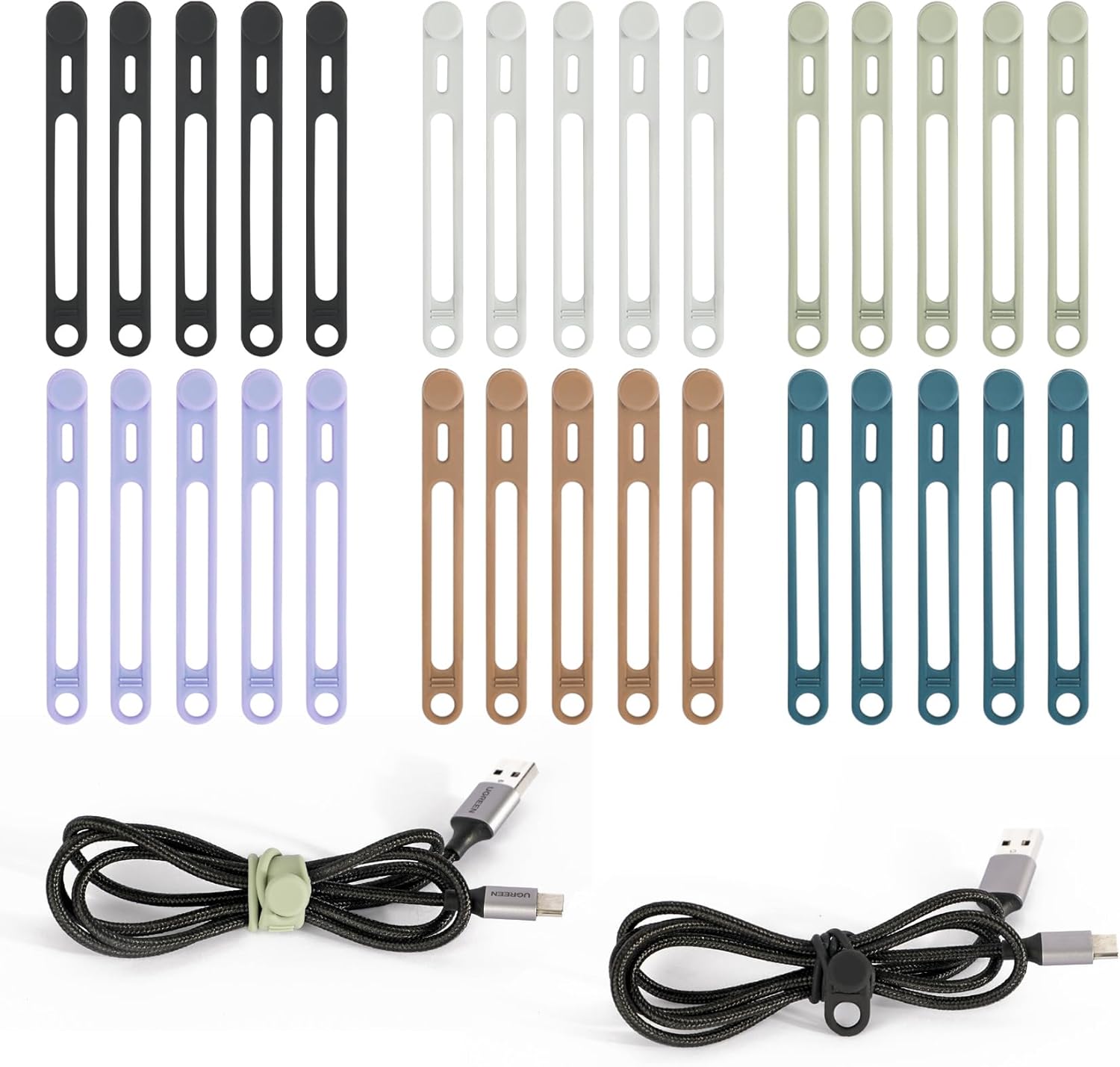 Amazon.com: 30Pack Reusable Silicone Cable Ties, Viaky Cord Wrap Wire ...