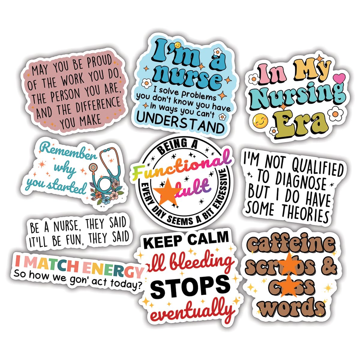 Amazon.com: (10pcs) Nurse Stickers Nursing Medical Funny Nurse Doctor ...