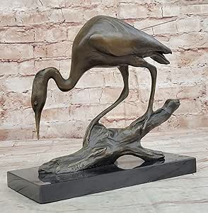 Amazon.com: Genuine Solid Bronze Wading Bird Statue Egret Crane Heron ...