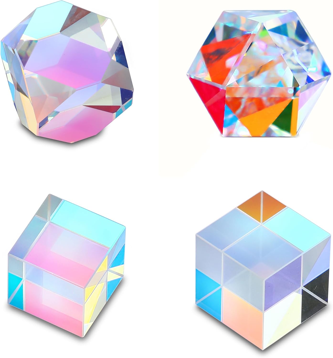 Amazon.com: HDCRYSTALGIFTS Crystal 4pcs Optical Glass X-Cube Prism RGB ...