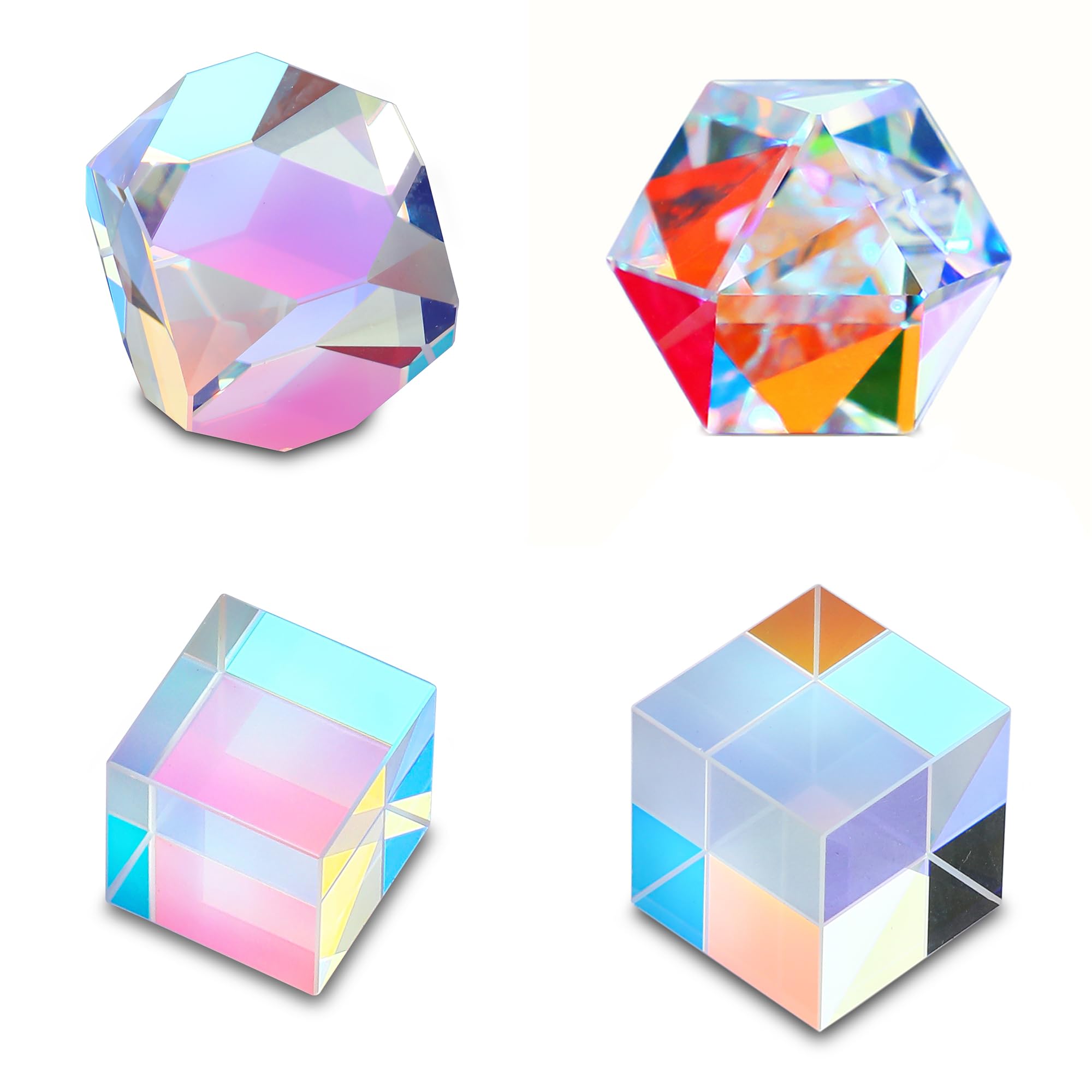Amazon.com: HDCRYSTALGIFTS Crystal 4pcs Optical Glass X-Cube Prism RGB ...