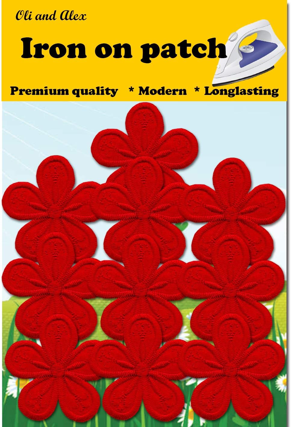 Amazon.com: Iron On Patches - Red Flower Patch 10 pcs Iron On Patch ...