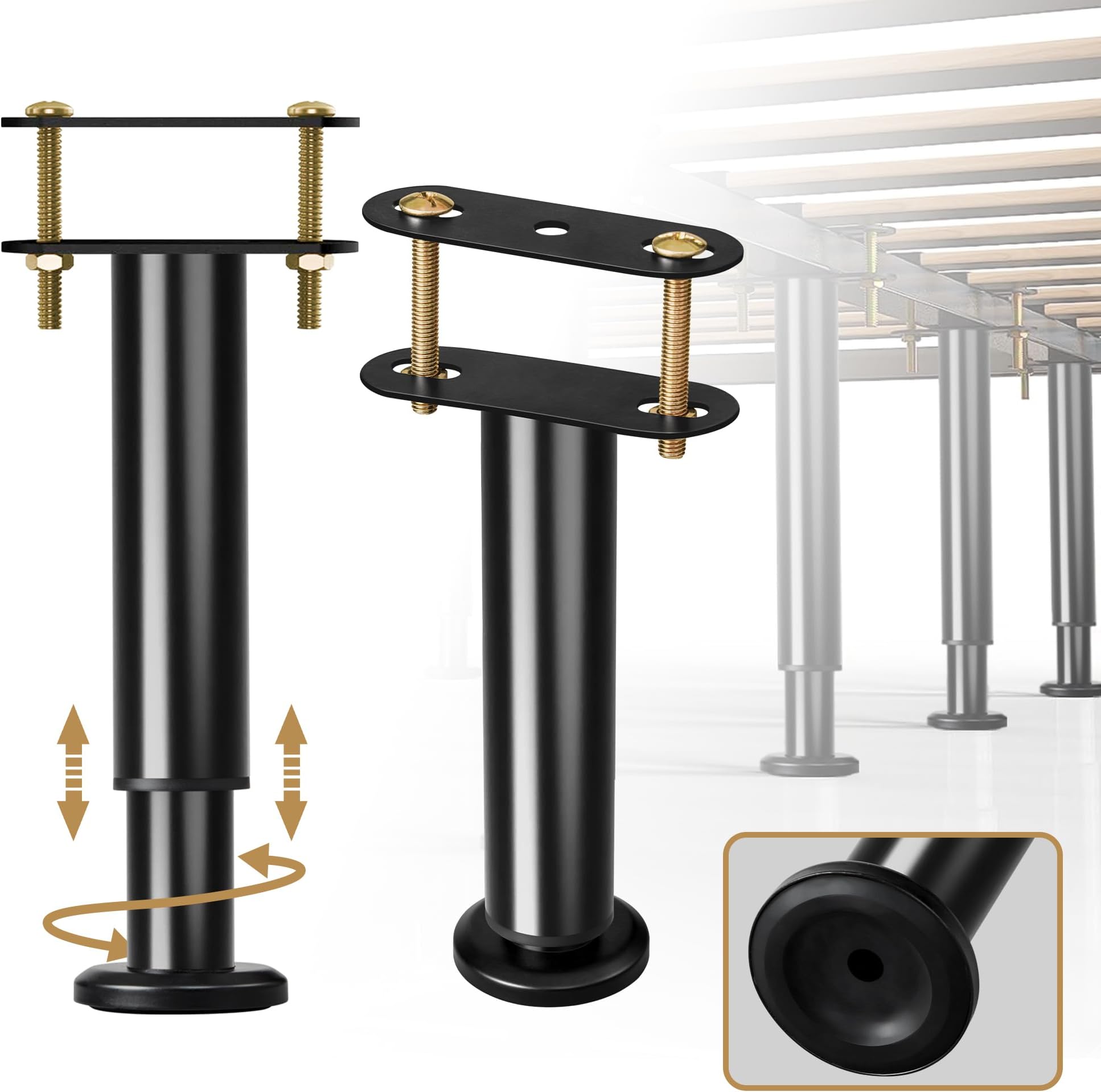 Amazon.com: 2 Pcs Adjustable Bed Frame Center Support Legs, Heavy Duty ...