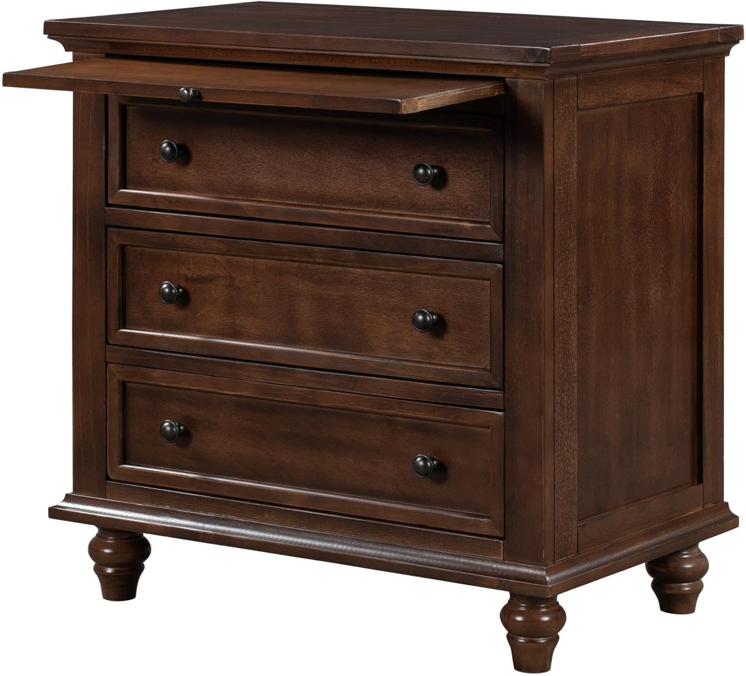 Amazon.com: FRITHJILL Solid Wood Bedside Table with Pull-Out Tray ...