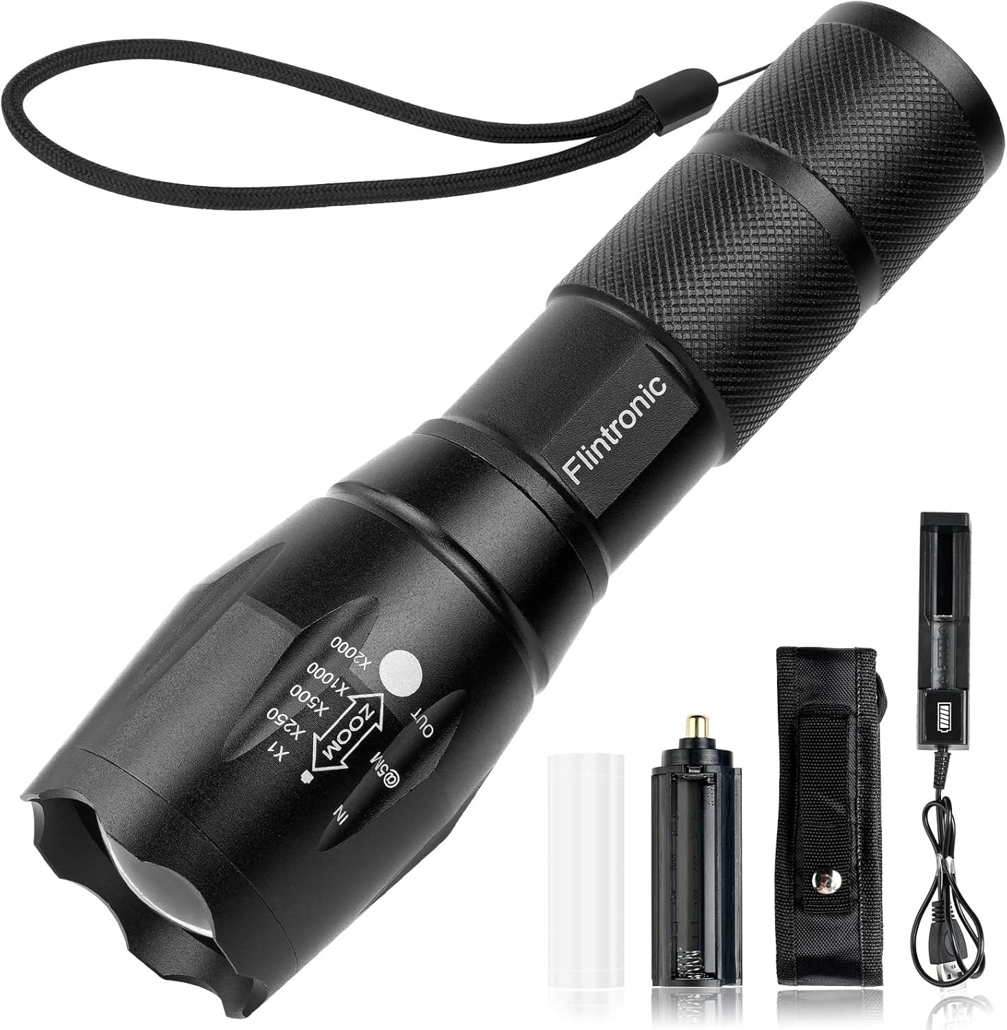 flintronic Ultra Powerful LED Torch, 3500 Lumens Flashlight with USB ...