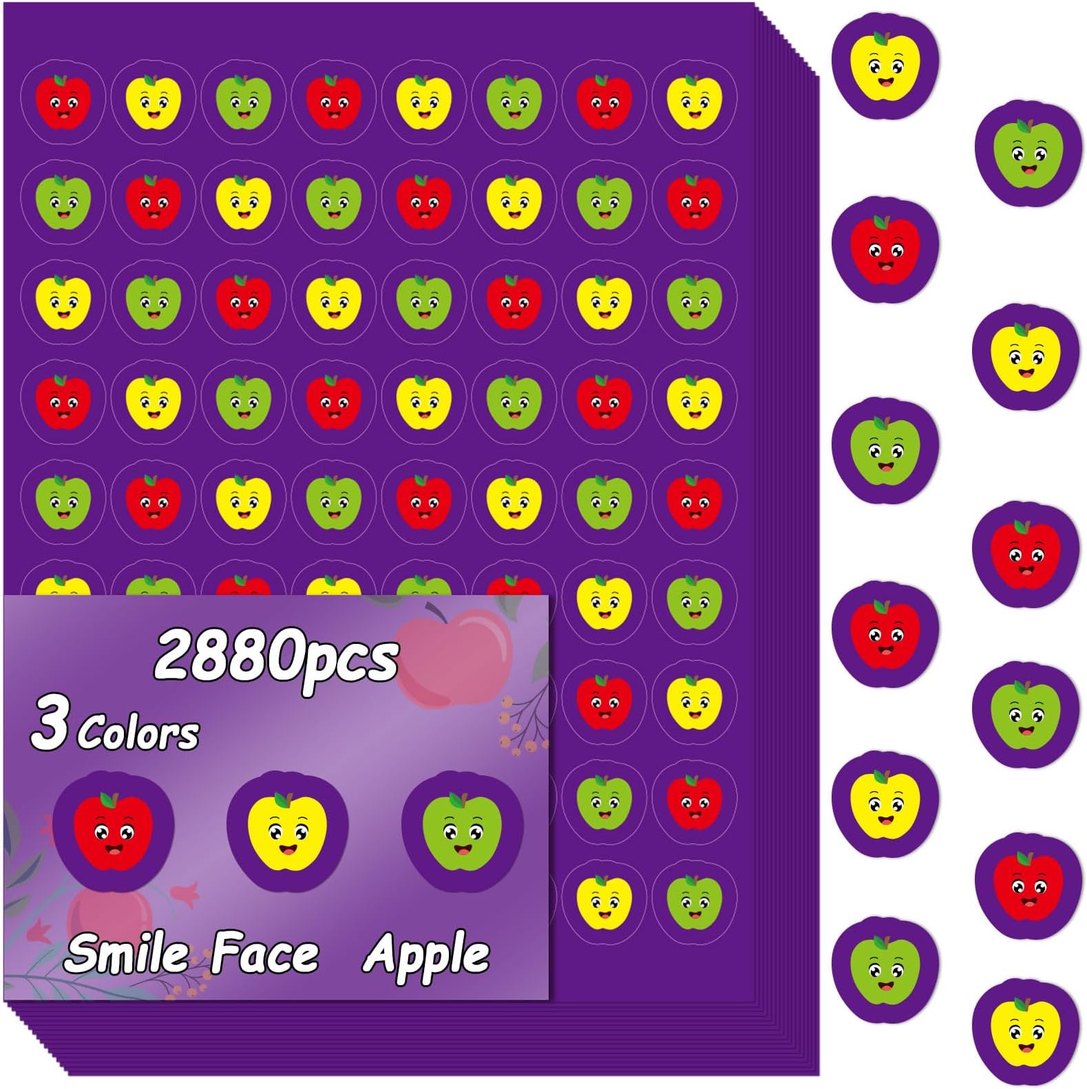 Amazon.com: 1080pcs Teacher Dotty Apples Stickers for Teacher Award, 1 ...
