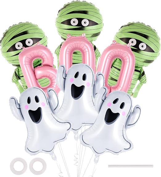 Amazon.com: 9 Pcs Halloween Ghost Mylar Balloons, Large Mummy Aluminum ...