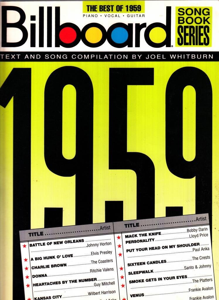 Best Of 1959, The Billboard Songbook See 490007: Hal Leonard Publishing ...